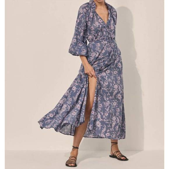 Kivari | Dresses | New Kivari Mara Blouson Sleeve Maxi Dress In Purple ...